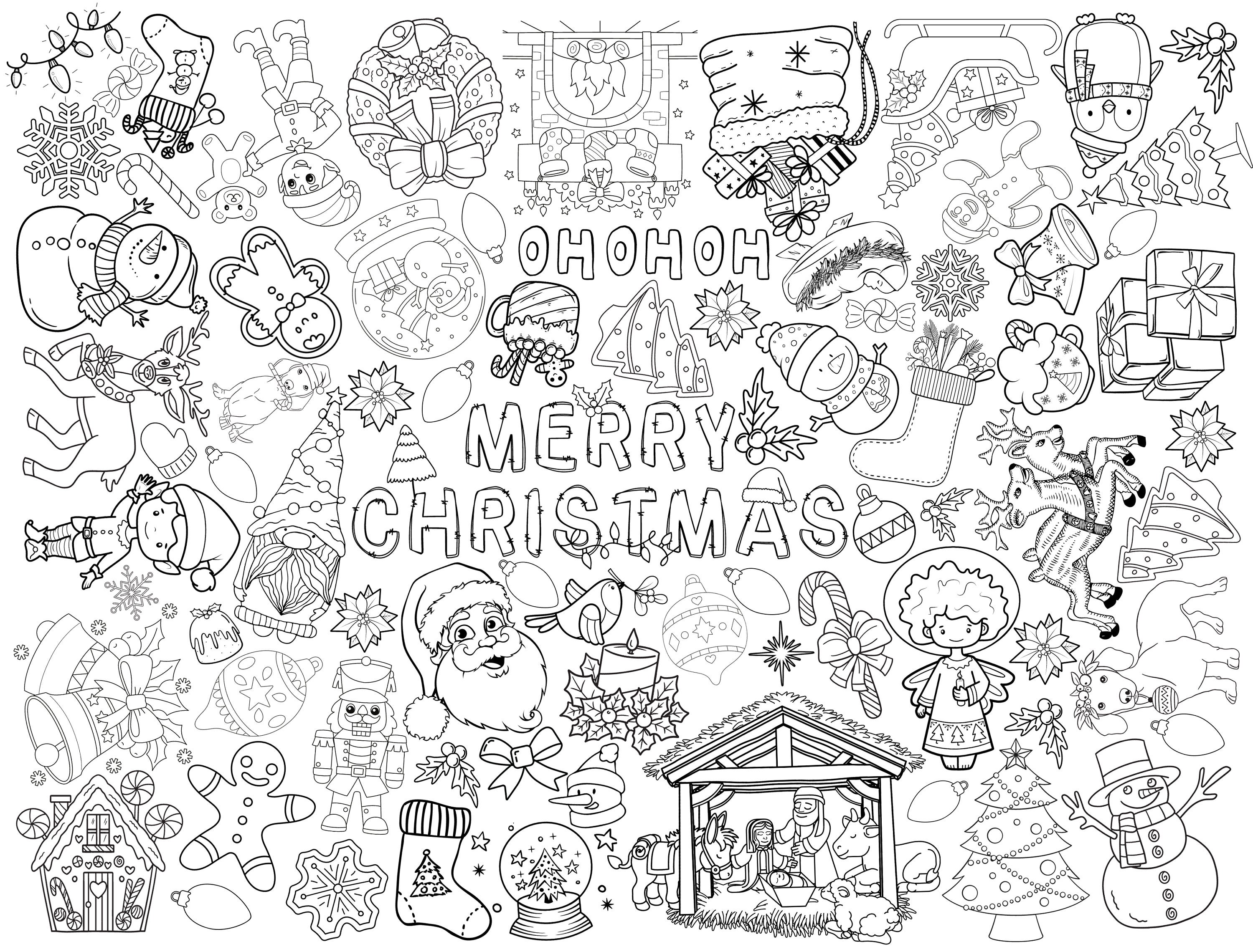 GIANT Christmas Coloring Poster, Large Christmas Coloring Page, Kids ...
