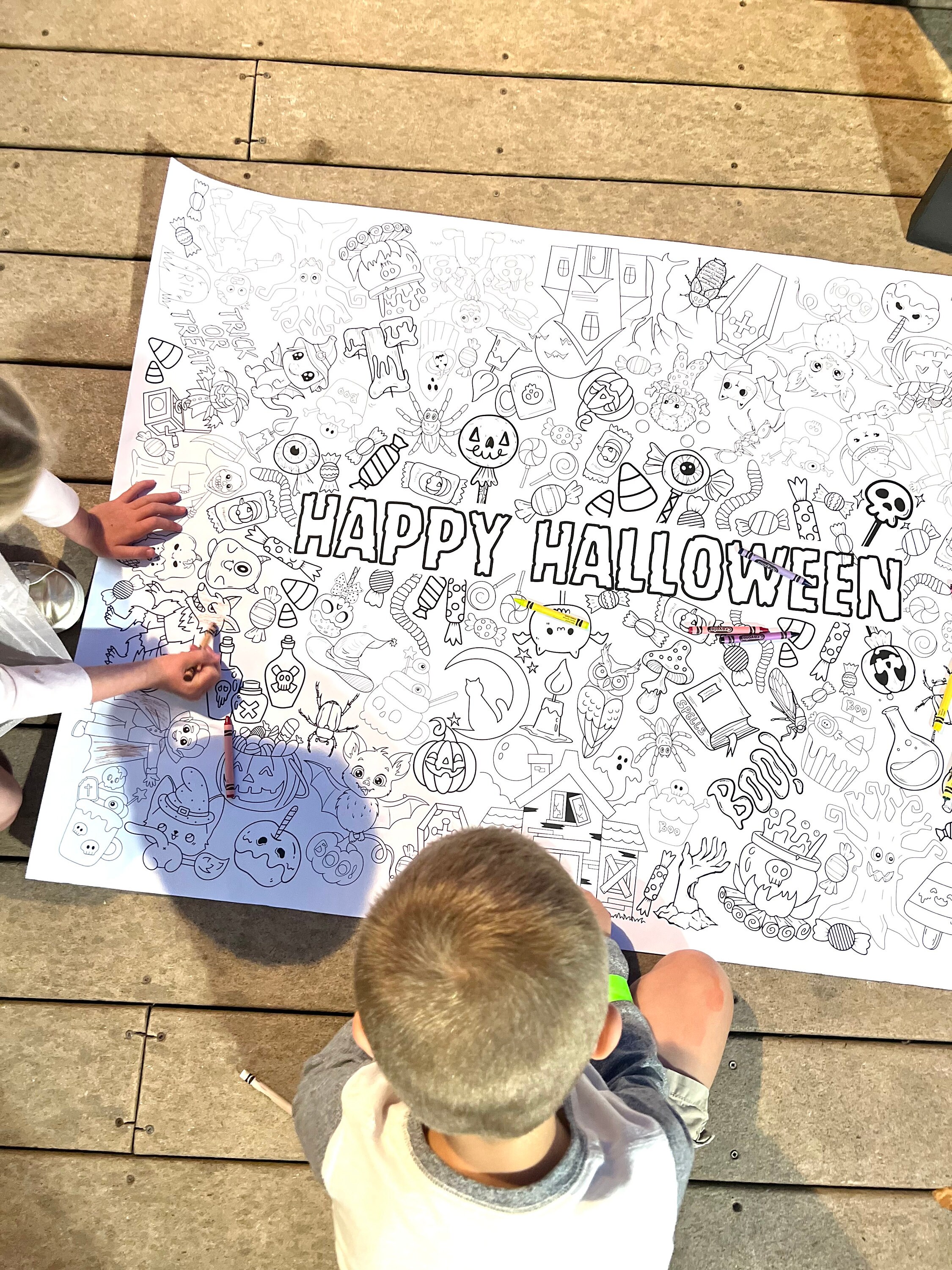 GIANT Halloween Coloring Poster, Large Spooky Coloring Page, Kids ...
