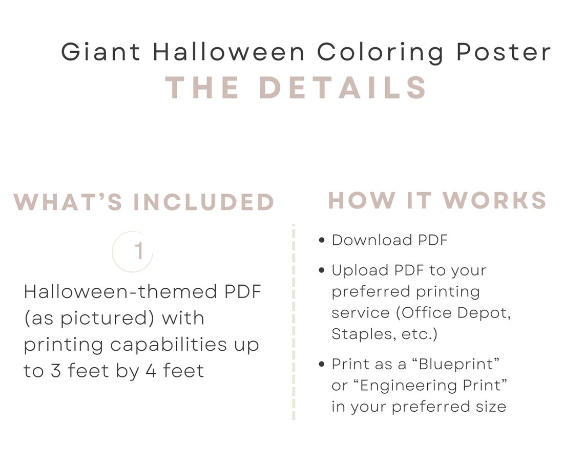 GIANT Halloween Coloring Poster, Large Spooky Coloring Page, Kids ...