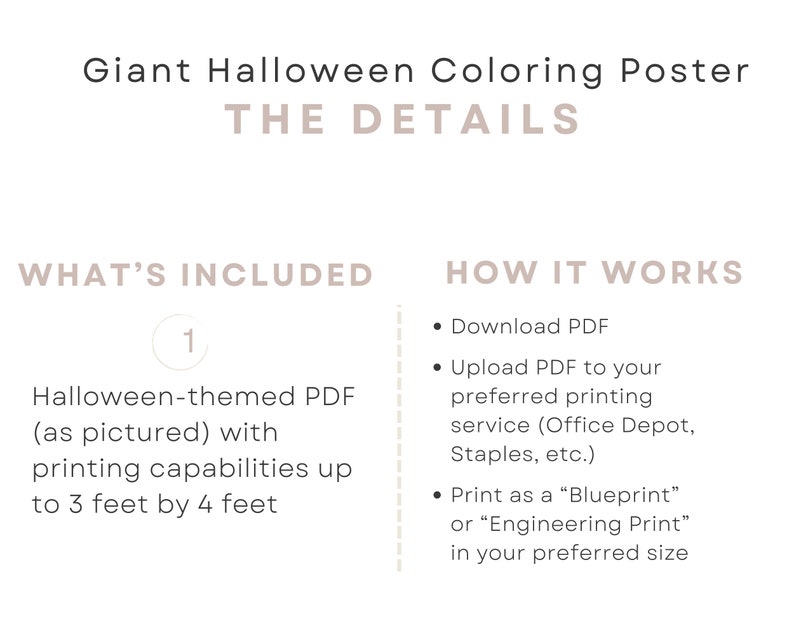 GIANT Halloween Coloring Poster, Large Spooky Coloring Page, Kids ...