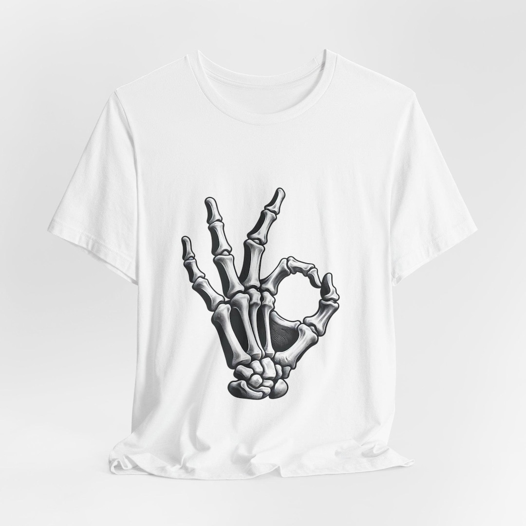 Skeleton Hand T Shirt With Gesture of Okay, Skeleton Shirt, Shirt With ...