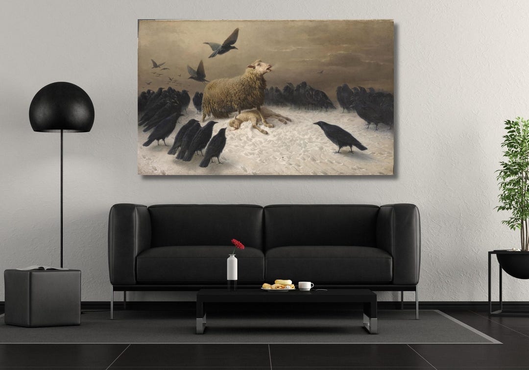 Anguish Sheep and Crows, , Canvas Print Art, Living Room Decor, Anguish ...