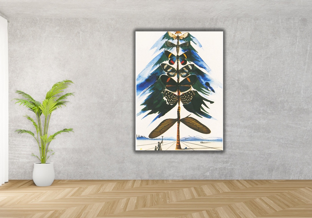Salvador Dali Canvas,salvador Dali's 1959 Christmas Tree of Butterflies ...