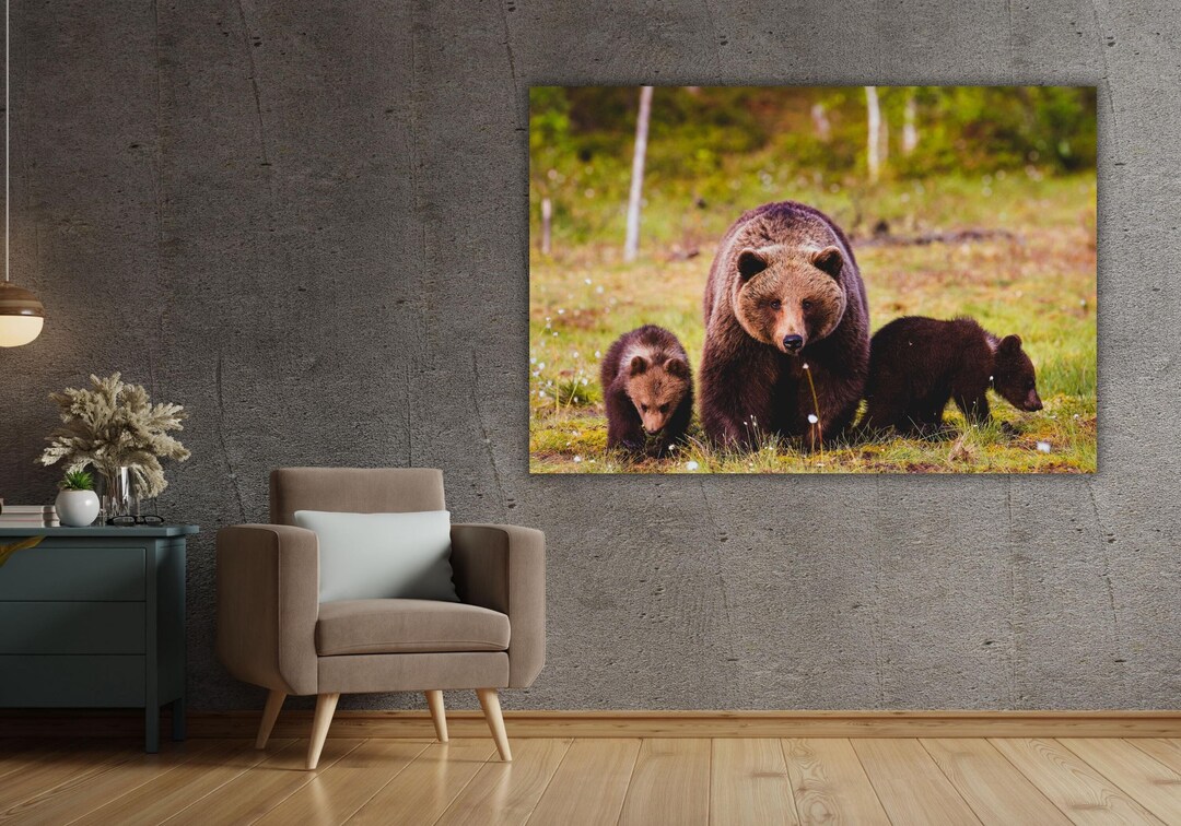 Three Bears Forest Wall Art,bear Forest Canvas, Bear Family Print ...