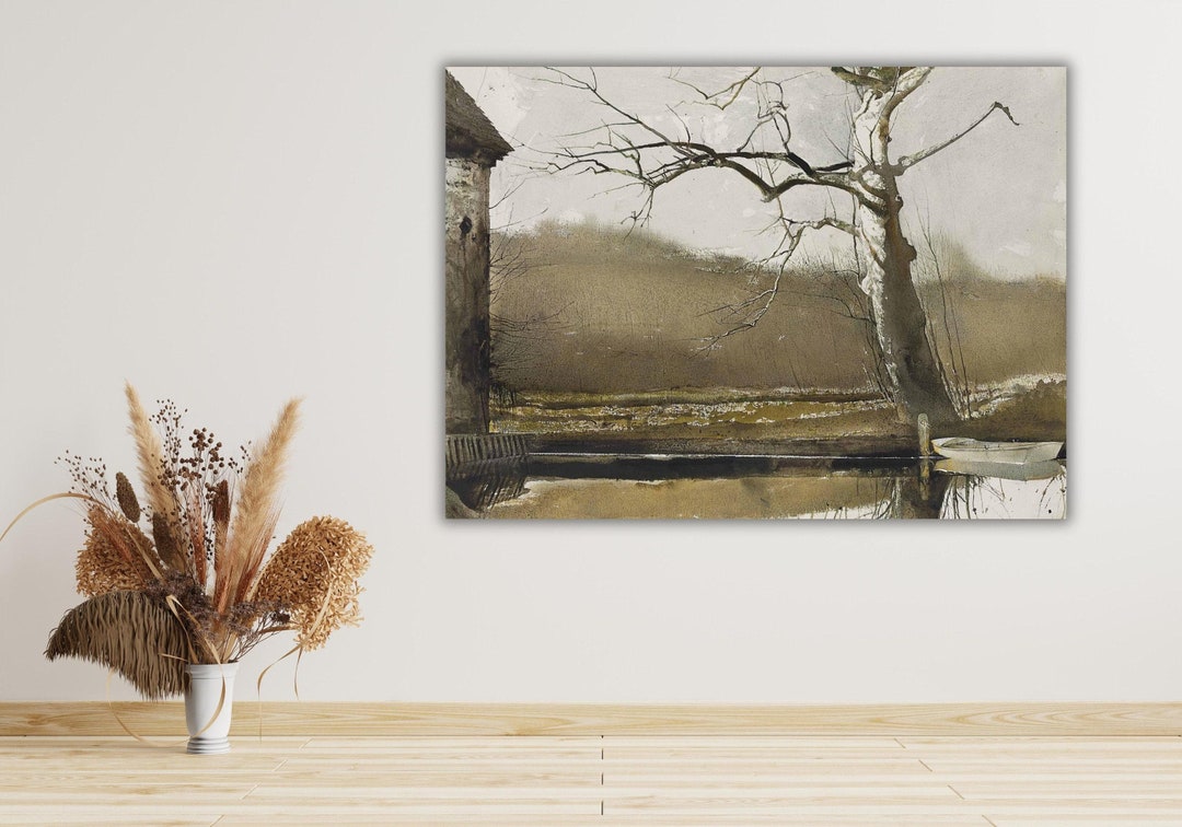 Andrew Wyeth Flat Boat Painting Art Canvas,andrew Wyeth Flat Boat 1988 ...