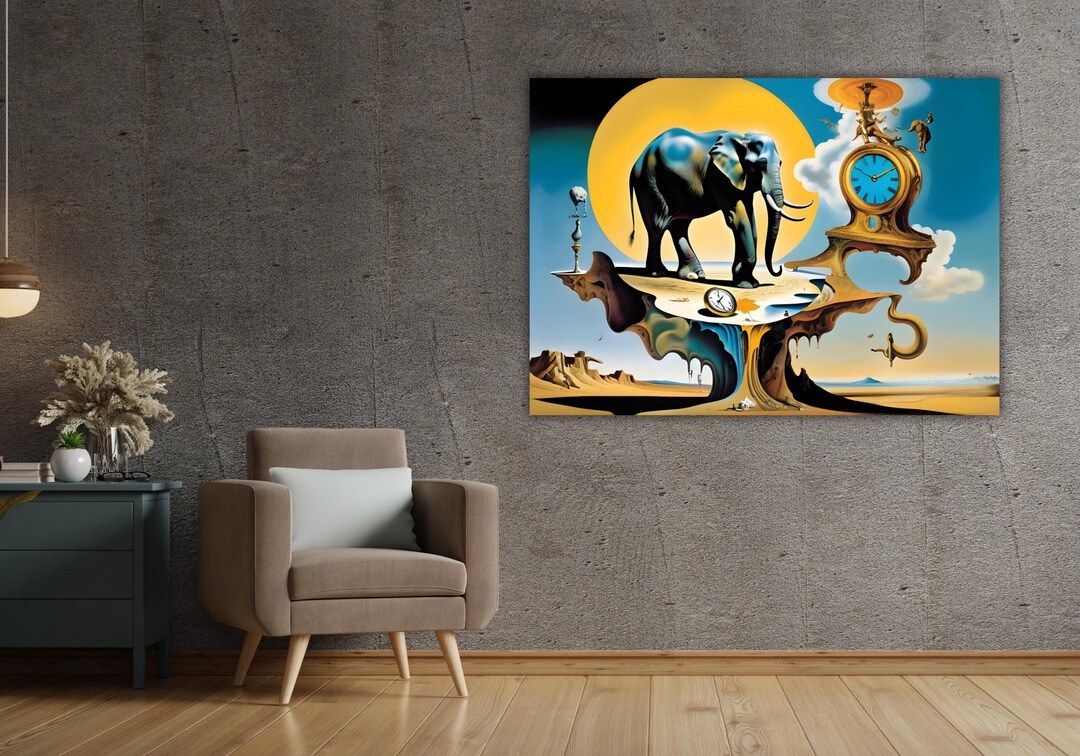 Salvador Dali Elephant Tower Collage Poster Art Canvas,vintage Art ...