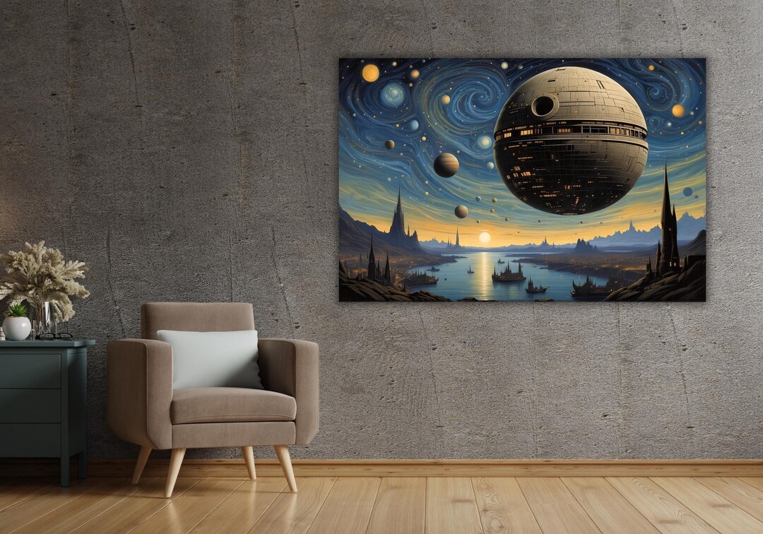 Star Wars Birthday Star Wars Poster Starry Night Death Star Star Wars ...