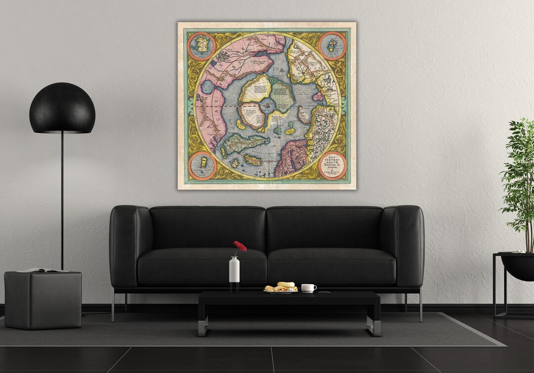 Large World Map Wall Chart, Vintage World Map Poster Print,ancient Flat Earth Map Canvas,1587 by ...