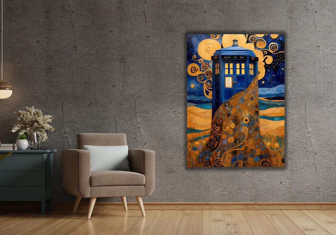 Tardis Print Arts,vincent Van Gogh Tardis Starry Night Gold Design ...