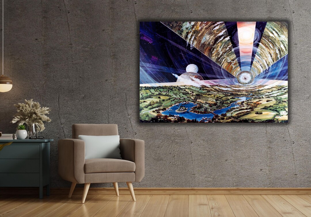 Cosmic Visionary Scene,o'neill Space Cylinder, Space Colony Concept ...