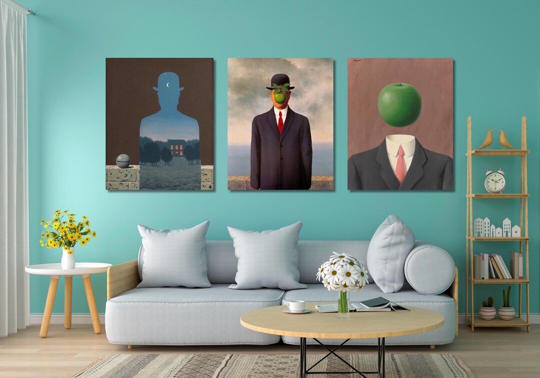 Set of 3 René Magritte Art Canvas,rené Magritte Paintings Wall Art,rené ...
