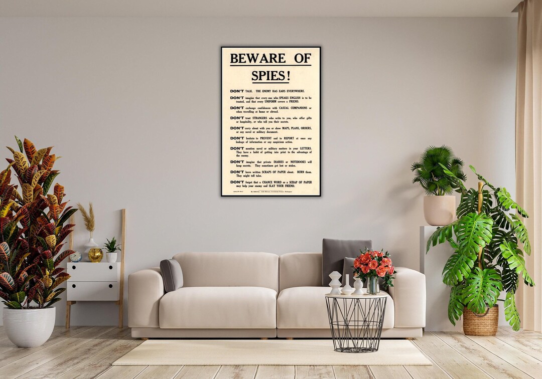 Securty Print Art,world War Poster Art,beware of Spies Government ...