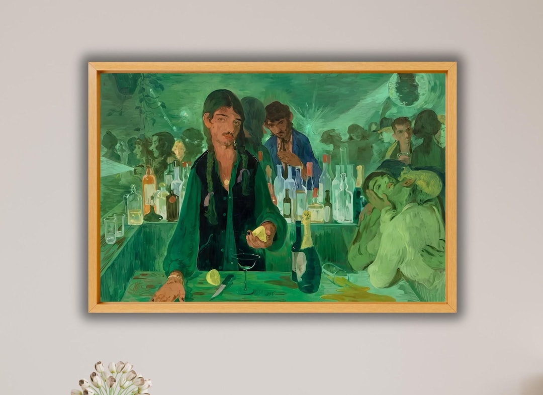 Salman Toor the Bar on East 13th Street Poster Art Canvas Print,salman ...