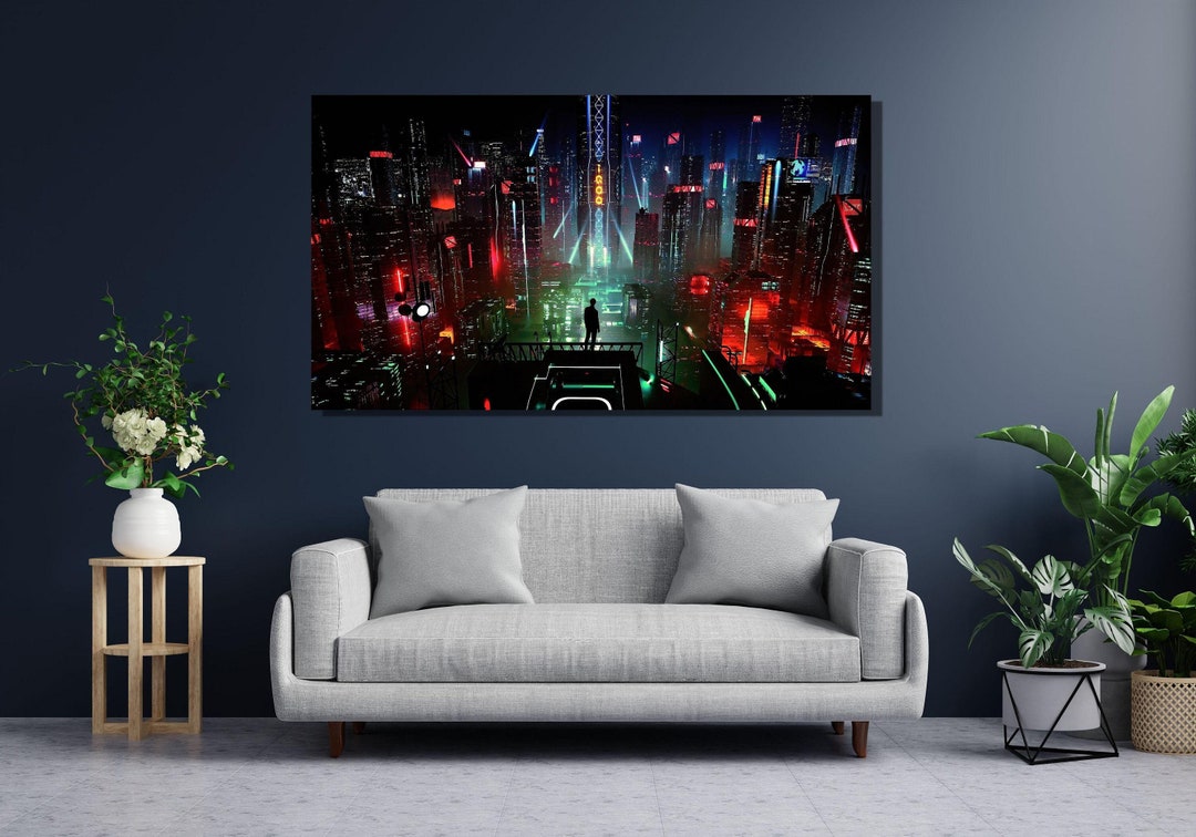 Cyberpunk Print,game Poster Gift,cyberpunk Poster,cyberpunk City Canvas ...
