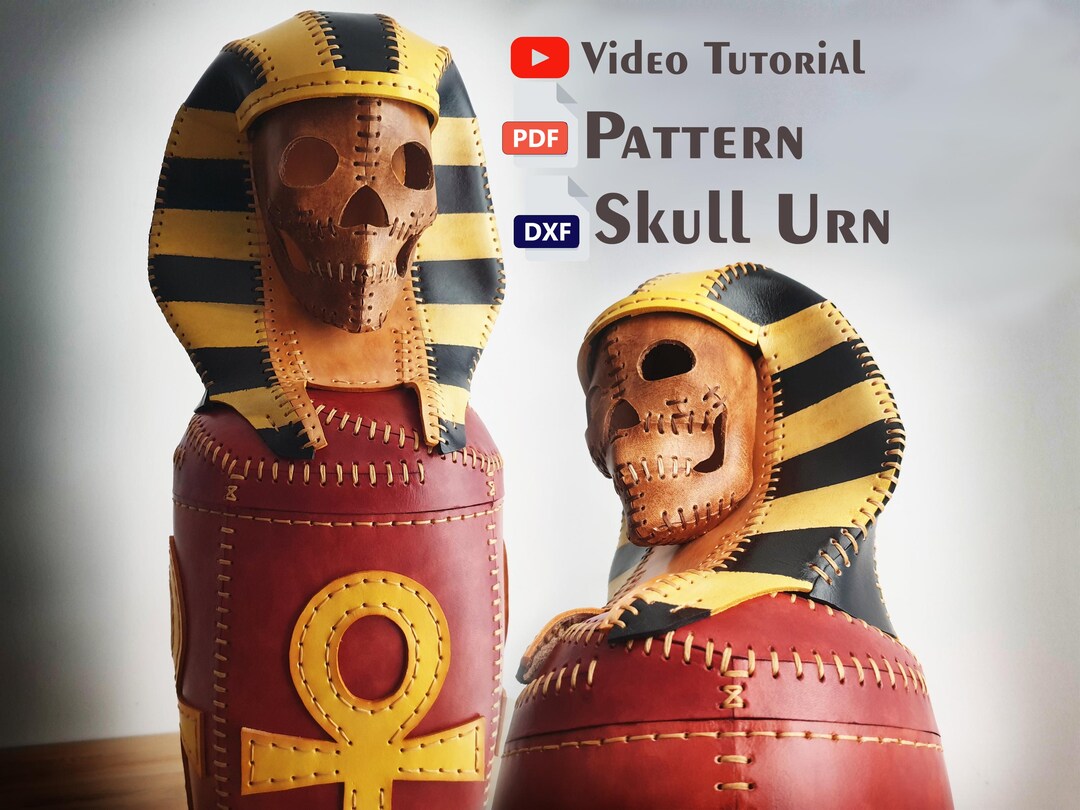 Necromancer Skull Urn Leather Pattern: Ancient Egyptian Pharaoh Vase ...