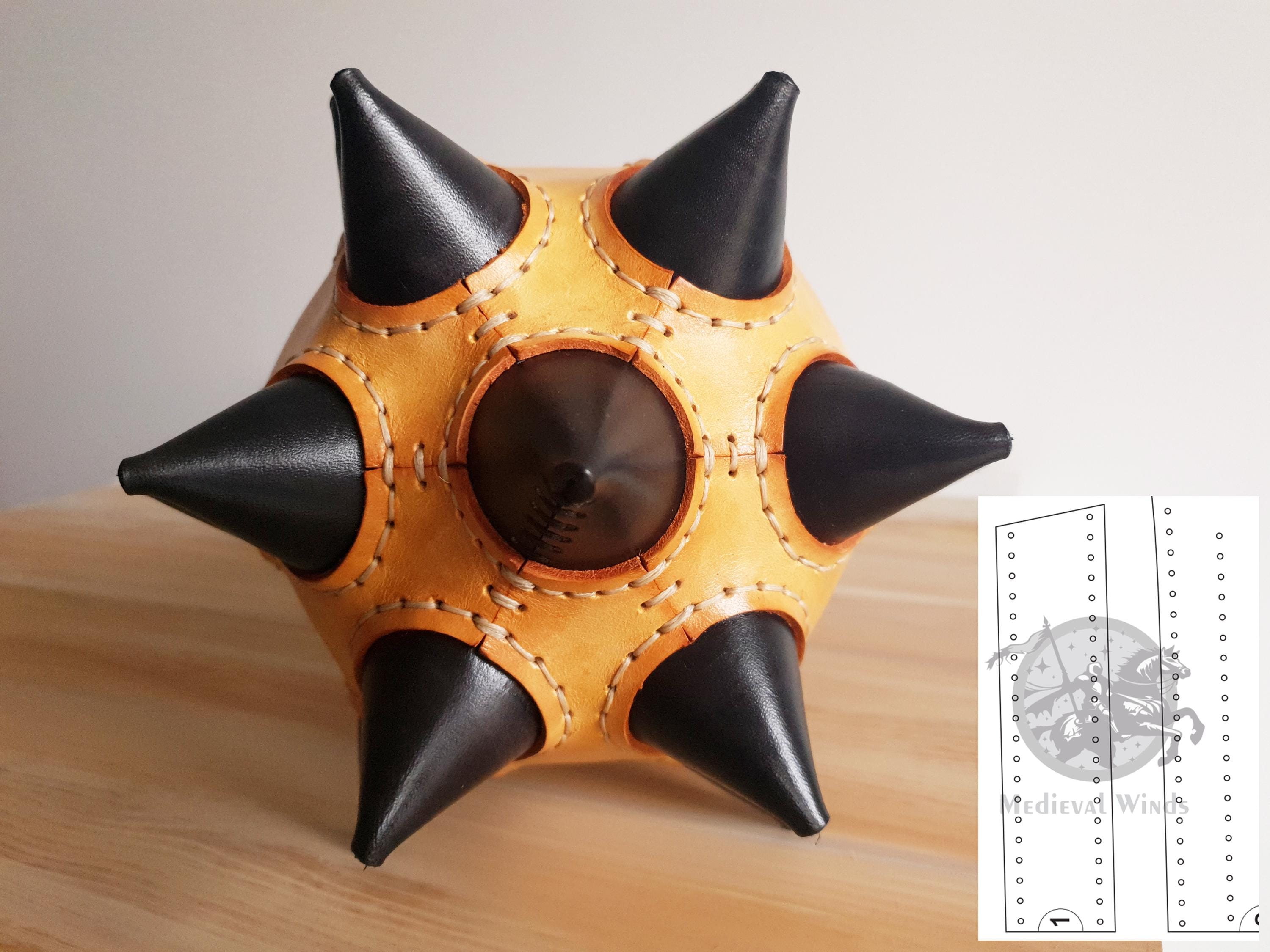 Larp War Mace Leather Pattern PDF & DXF Template - Morning Star Video ...