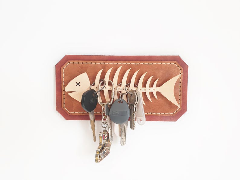Fishbone Key Holder Leather Pattern - PDF & DXF Template - Video ...