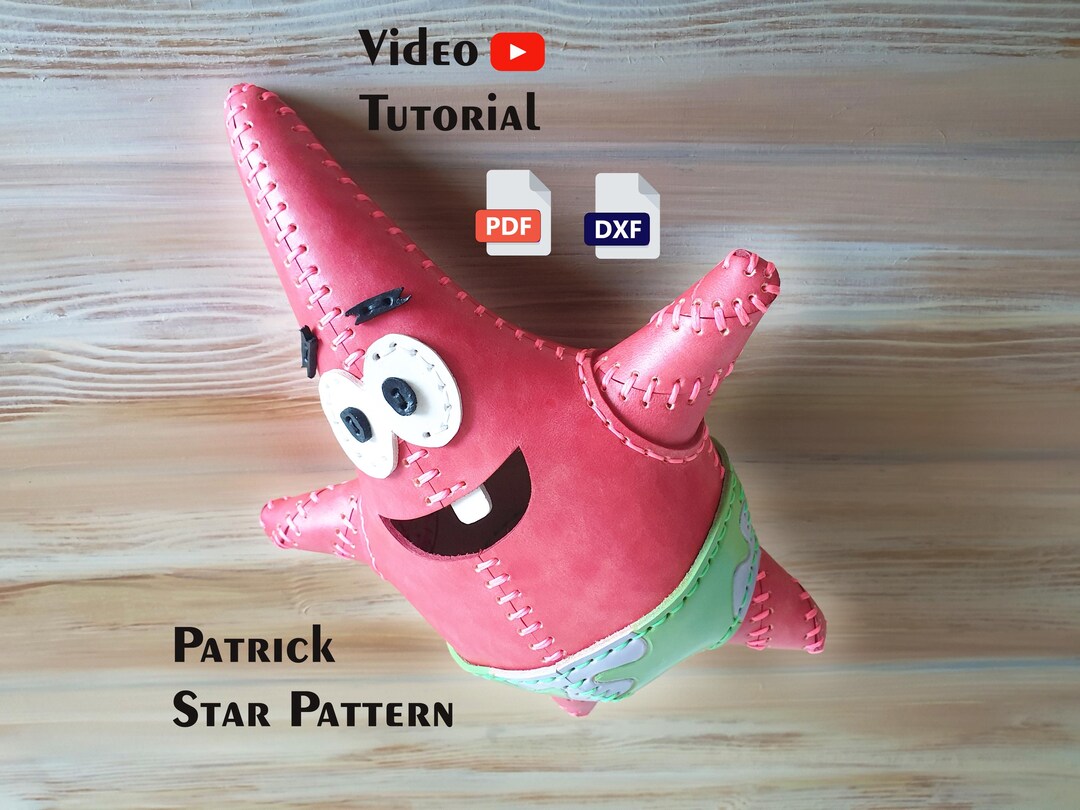 Patrick Star Leather Pattern PDF & DXF Template - Video Tutorial - Etsy UK