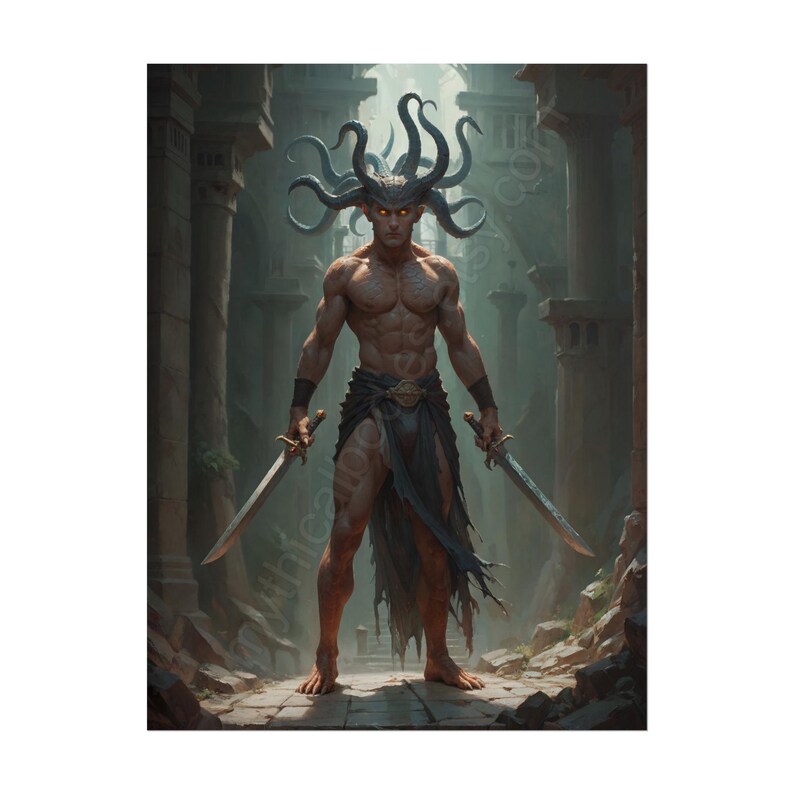 The Gorgon Warrior Rolled Poster, Multiple Sizes. Mythical Creature ...