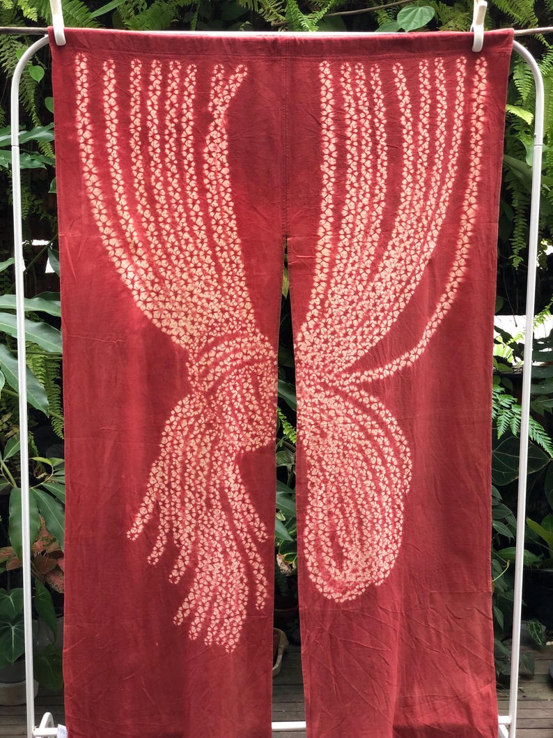 Traditional Red Shibori Noren Vintage Noren Japanese Curtain Lucky Knot ...