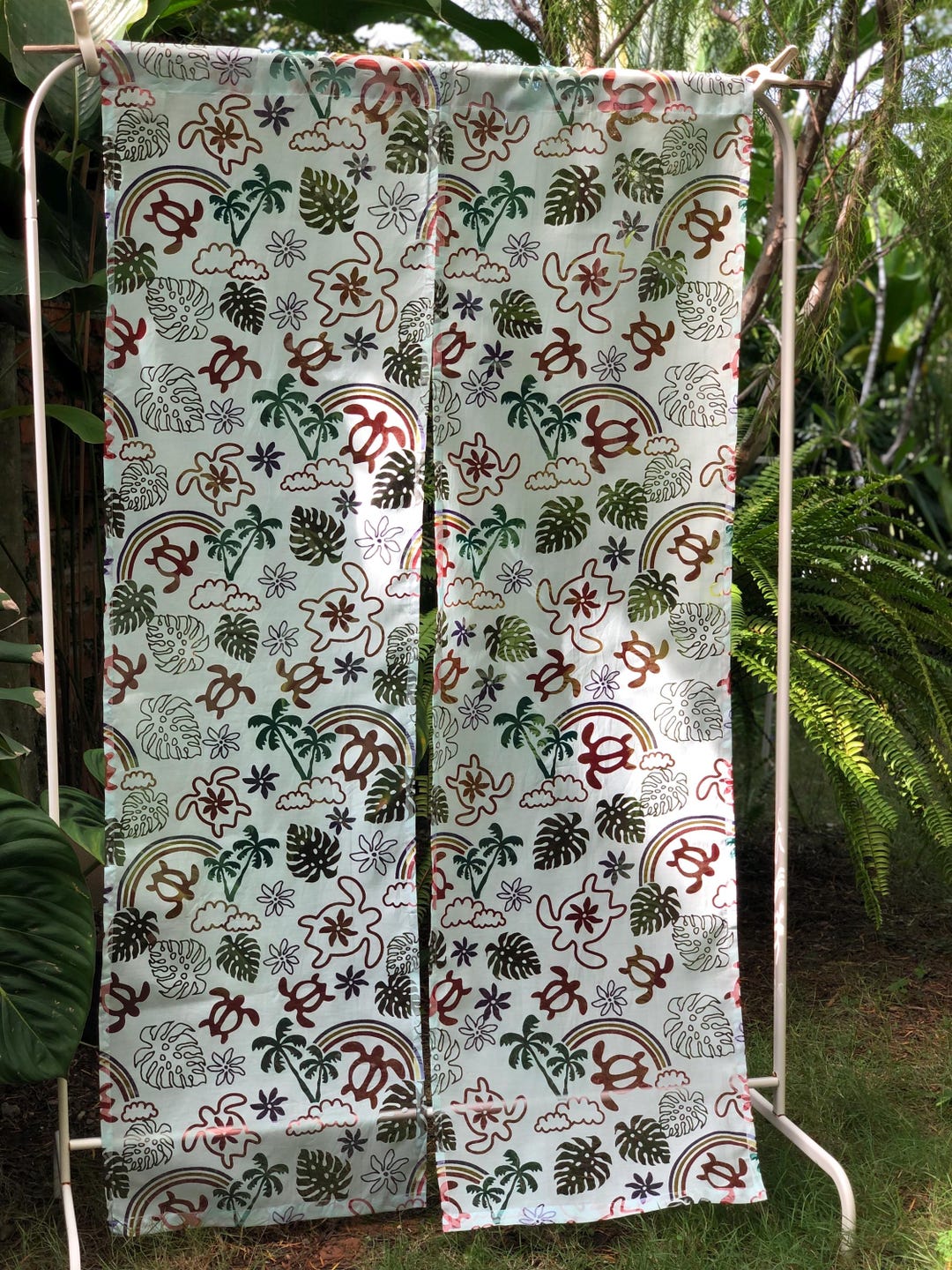 Torpical Monstera Japanese Modern Doorway Curtains Room Divider Split ...