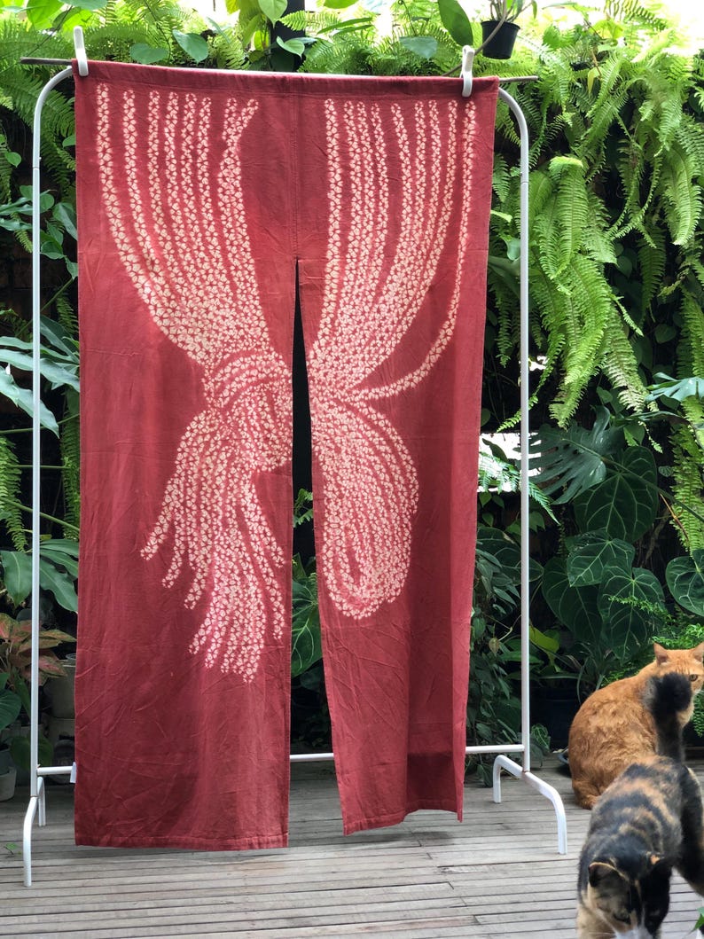 Traditional Red Shibori Noren Vintage Noren Japanese Curtain Lucky Knot ...