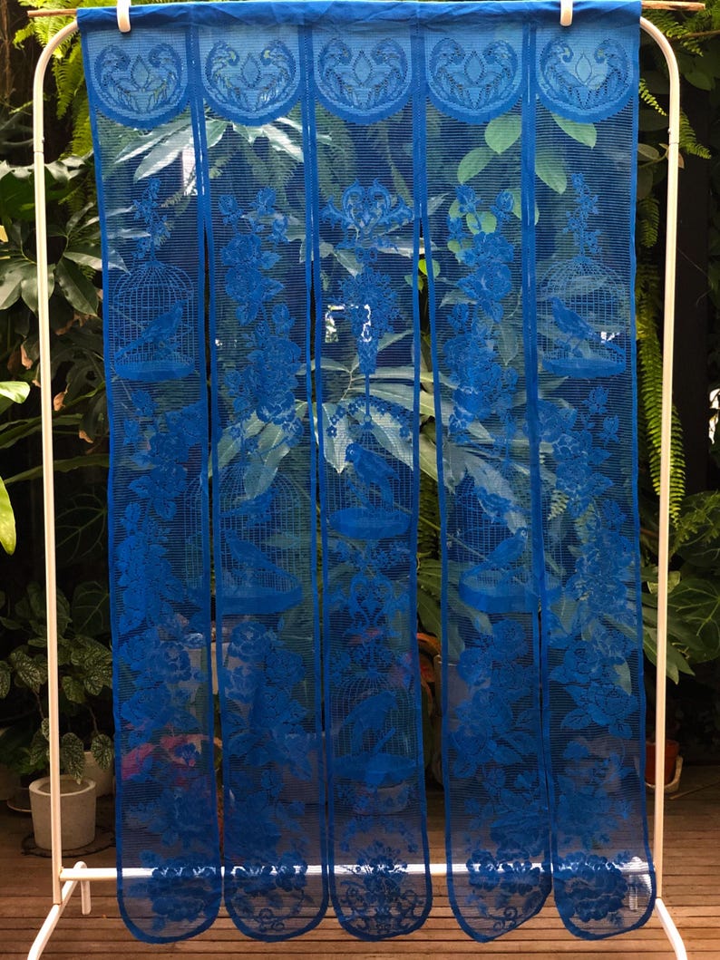 Showa Era Feel Retro Interior Blue Lace Curtain Net Curtains Japanese ...