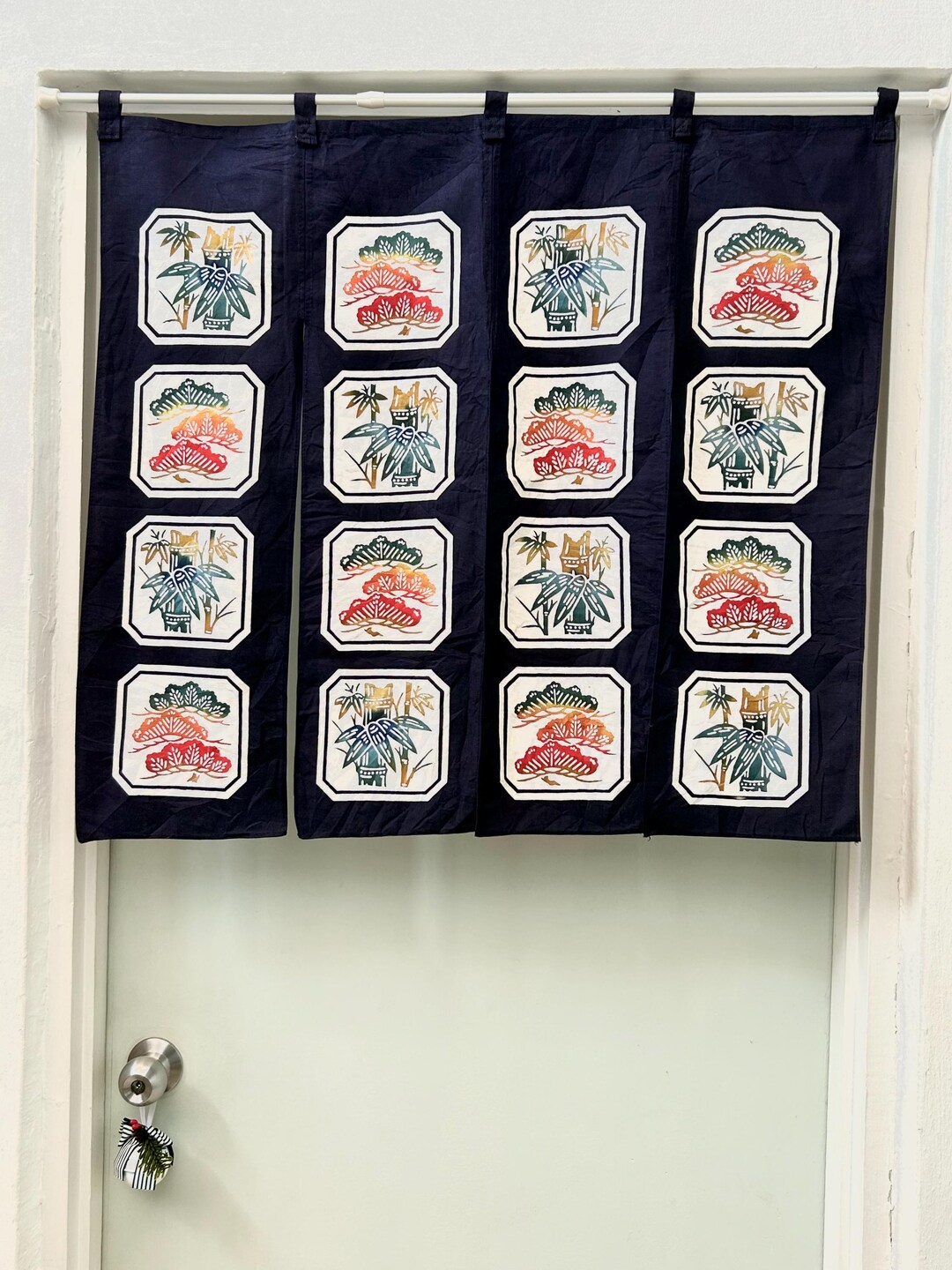 Japanese Katazome Noren – Matsu Take Ume Panels / Traditional Indigo ...