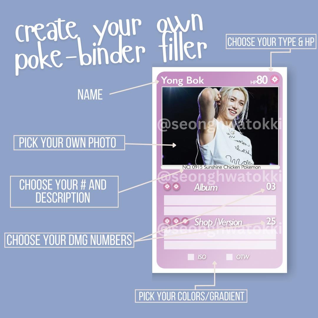 Create Your Own Poke-inspired Binder Fillers for K-POP Collections! - Etsy
