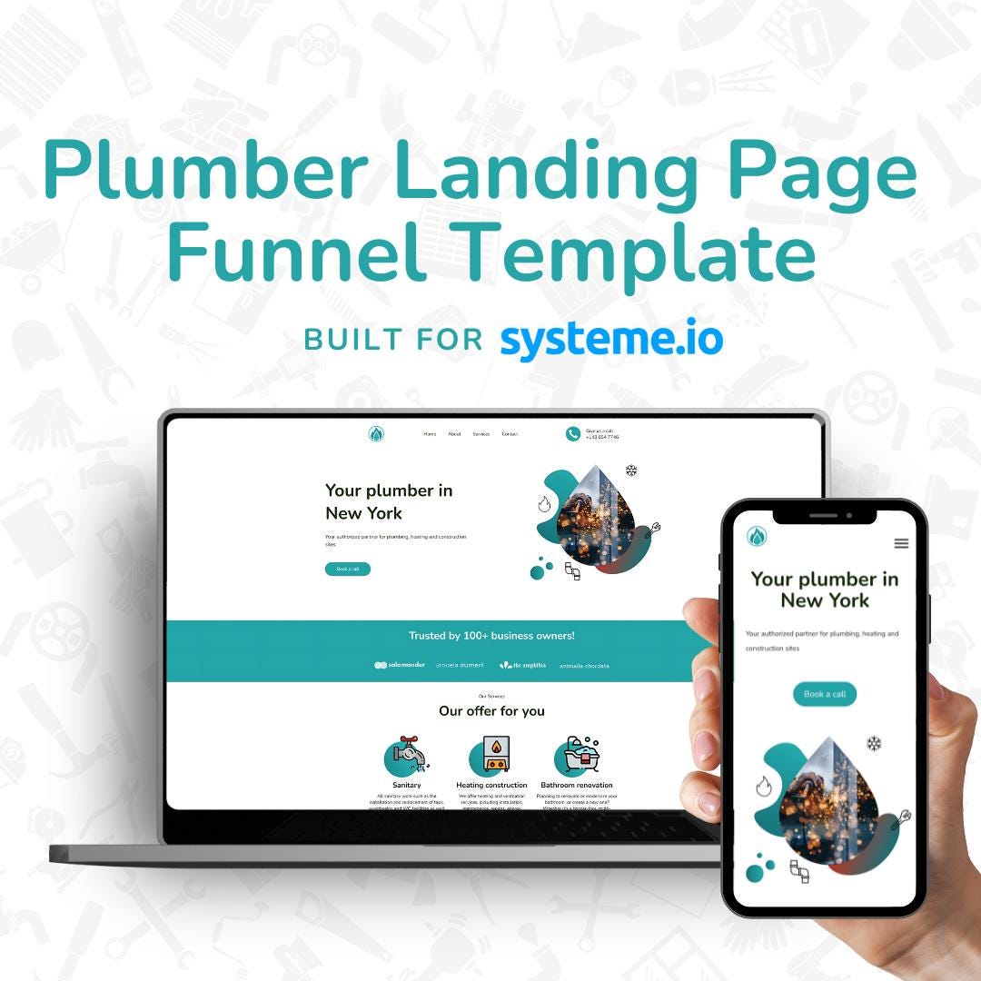 Plumber Landing Page Funnel Template: Systeme.io Website Design - Etsy