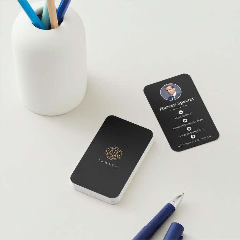Modern Lawyer Business Card Template: Elegant Attorney Design (canva ...