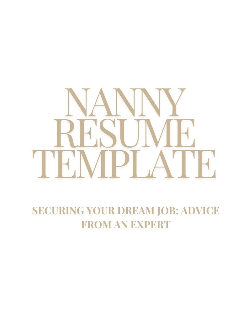 Nanny Resume Template - Etsy