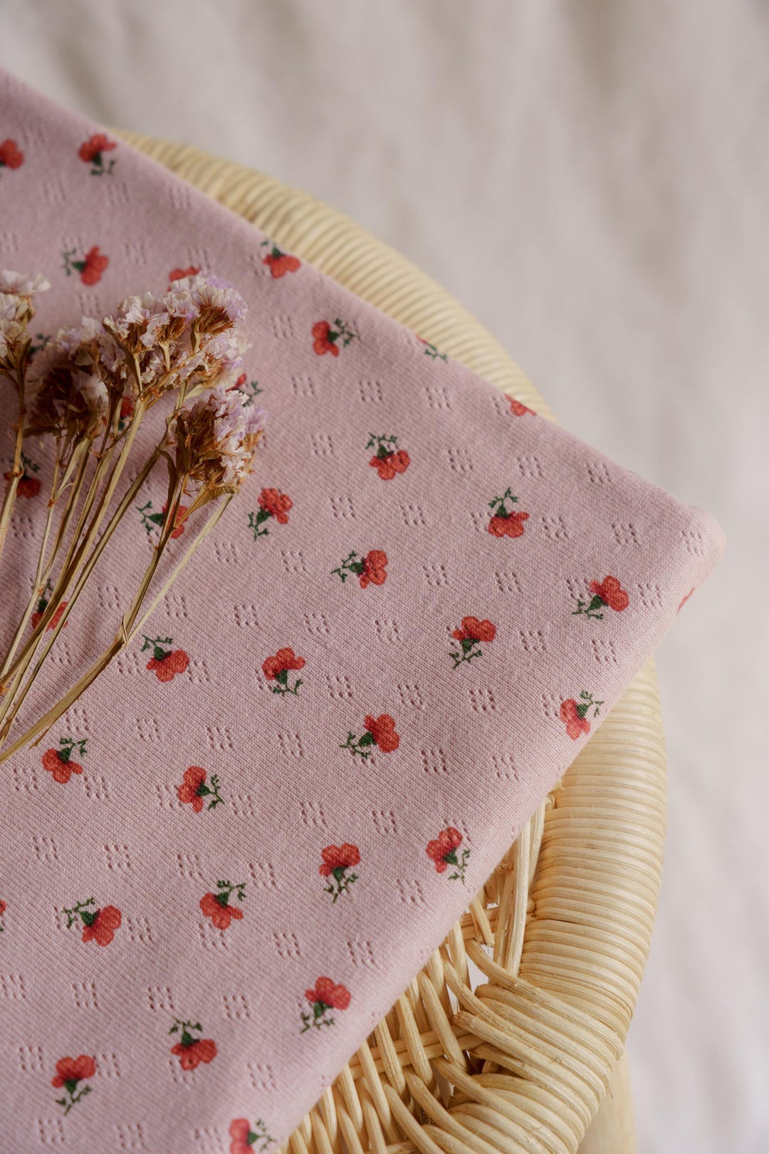 Beautiful Pointelle Knit Fabric - Sewing Supplies - Flower Print ...