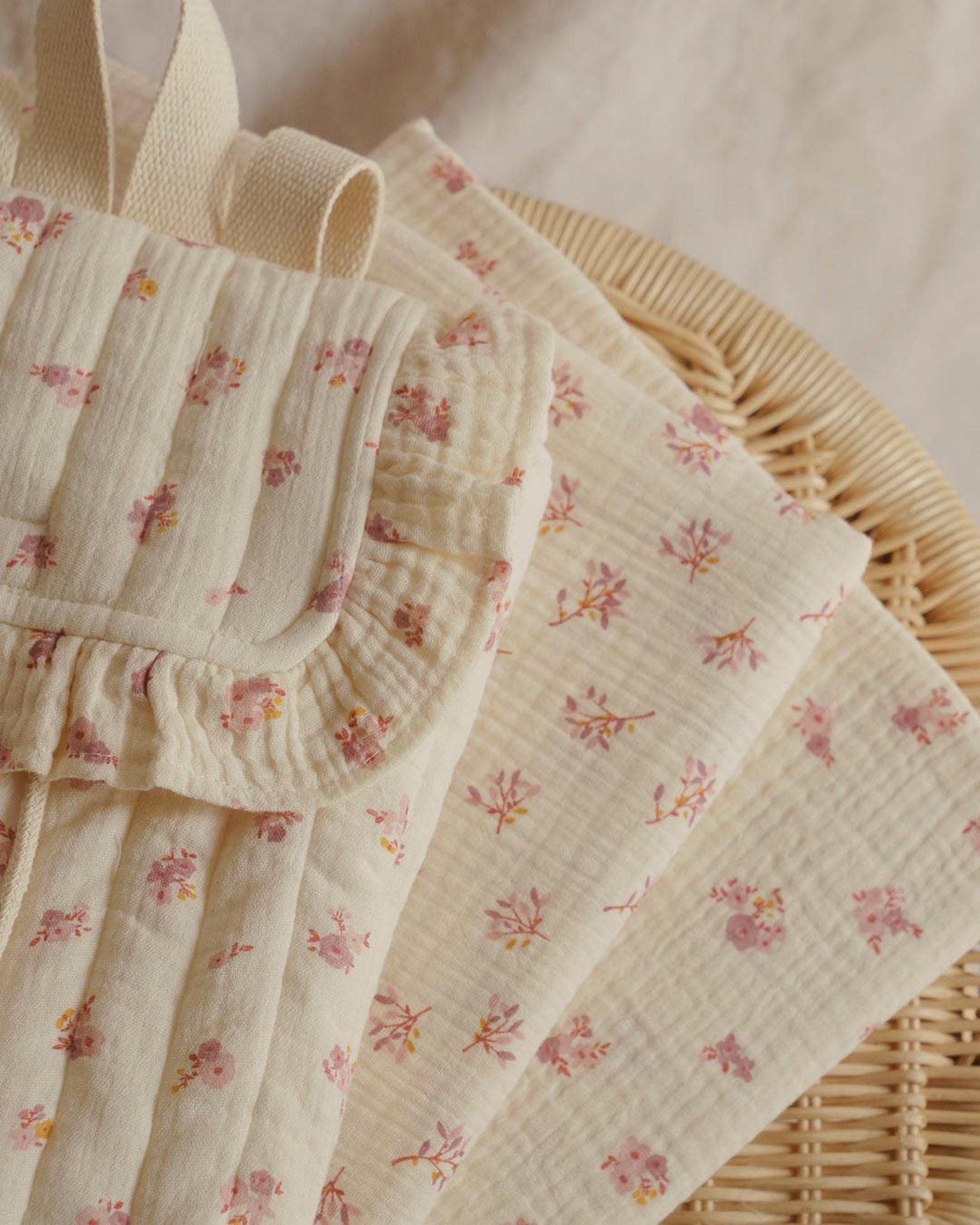 Cotton Muslin in Ecru Shade, Subtle Sprigs or Tiny Flowers Print, Skin ...