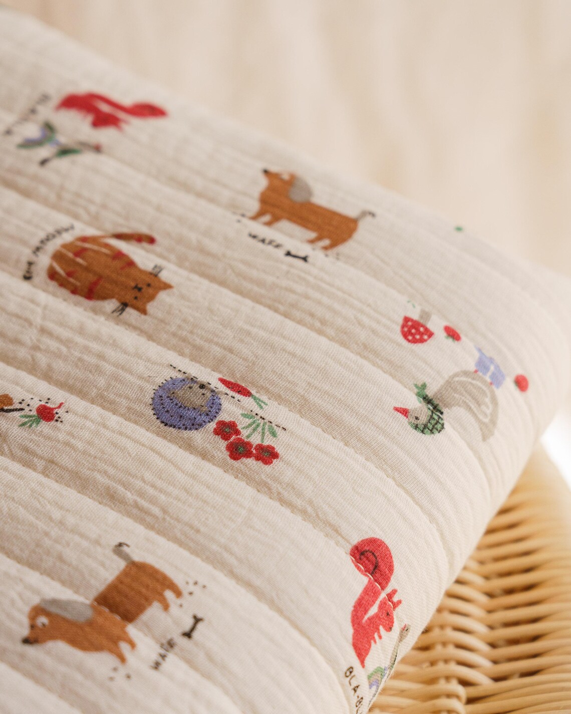 Fun and Cute Quilted Cotton Fabric - Dogs and Cats Pattern - Reversible ...
