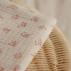 Cotton Muslin in Ecru Shade, Subtle Sprigs or Tiny Flowers Print, Skin ...