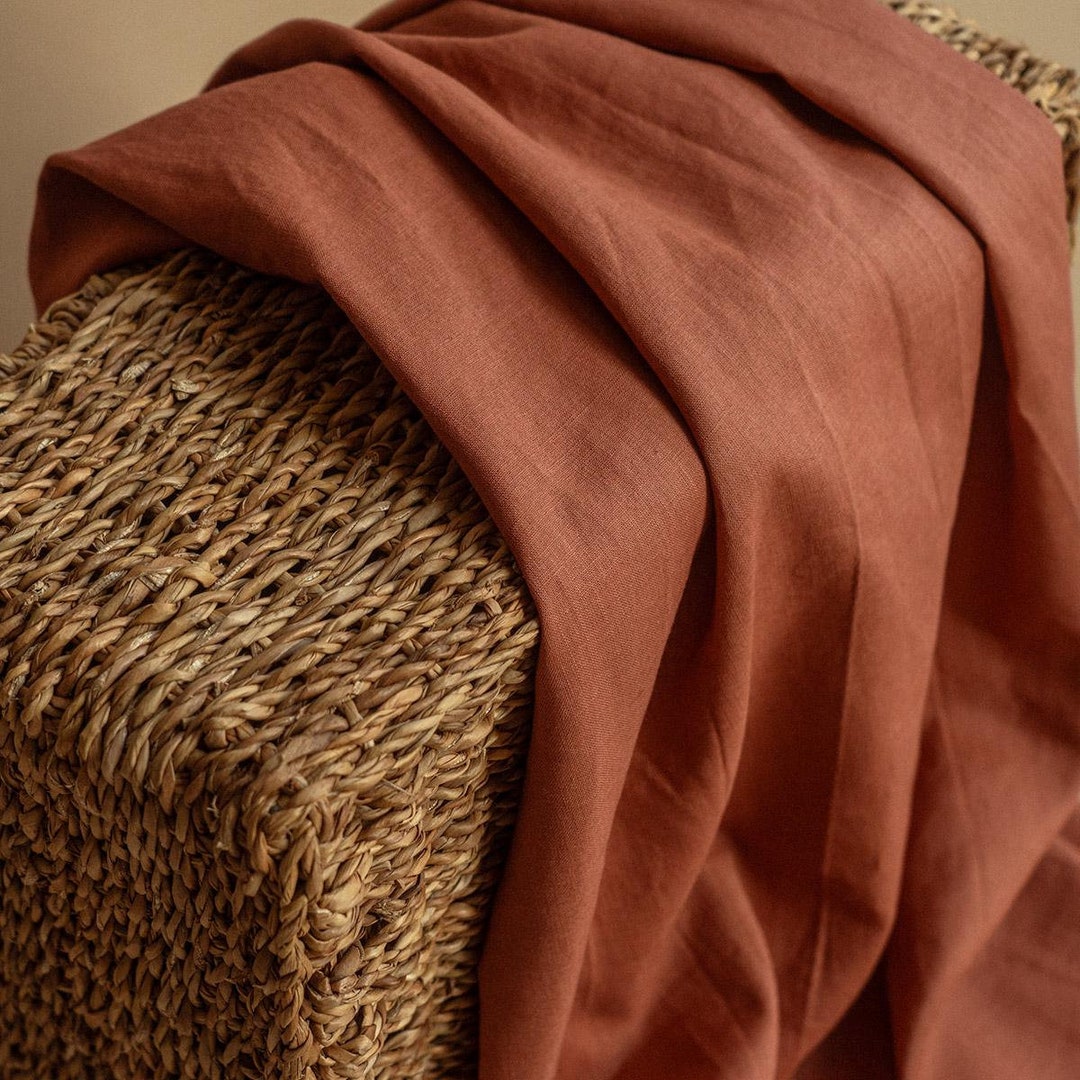 Rust Color Linen Fabric, Premium Linen Material, Sewing Supplies, OEKO ...