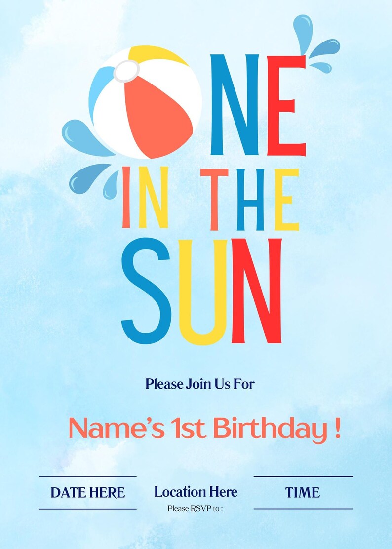 One in the Sun Birthday Invitation - Etsy