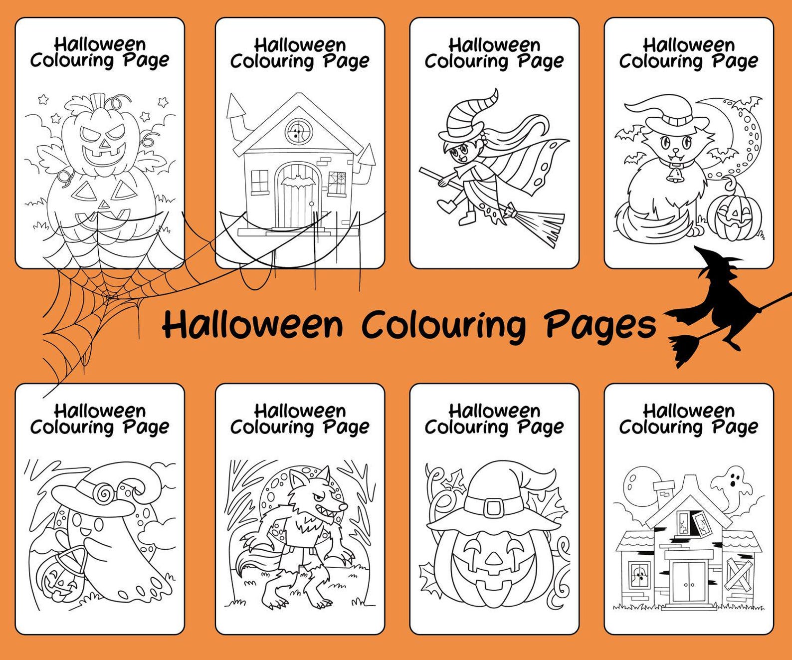 16 Halloween Coloring Pages PDF | Instant Digital Download | Printable ...