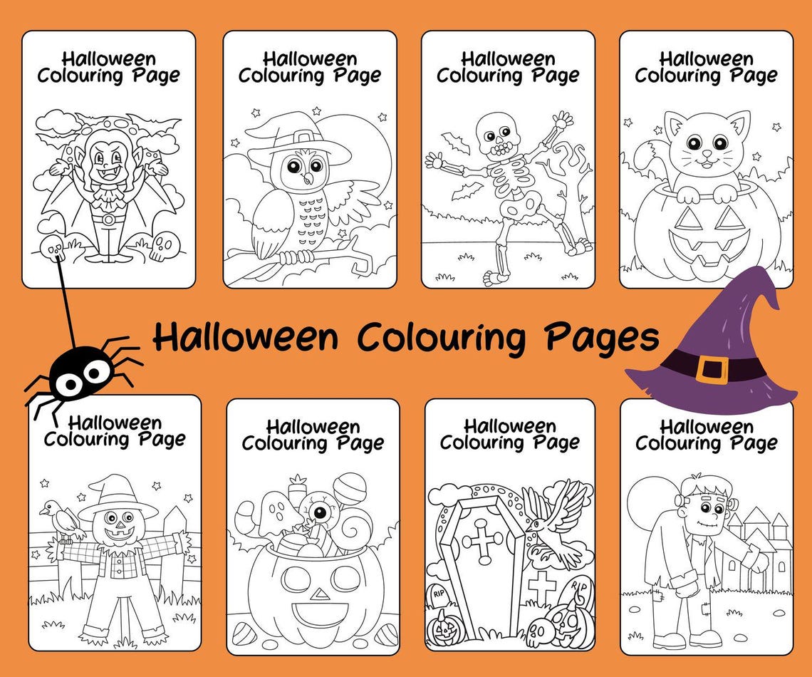 16 Halloween Coloring Pages PDF | Instant Digital Download | Printable ...