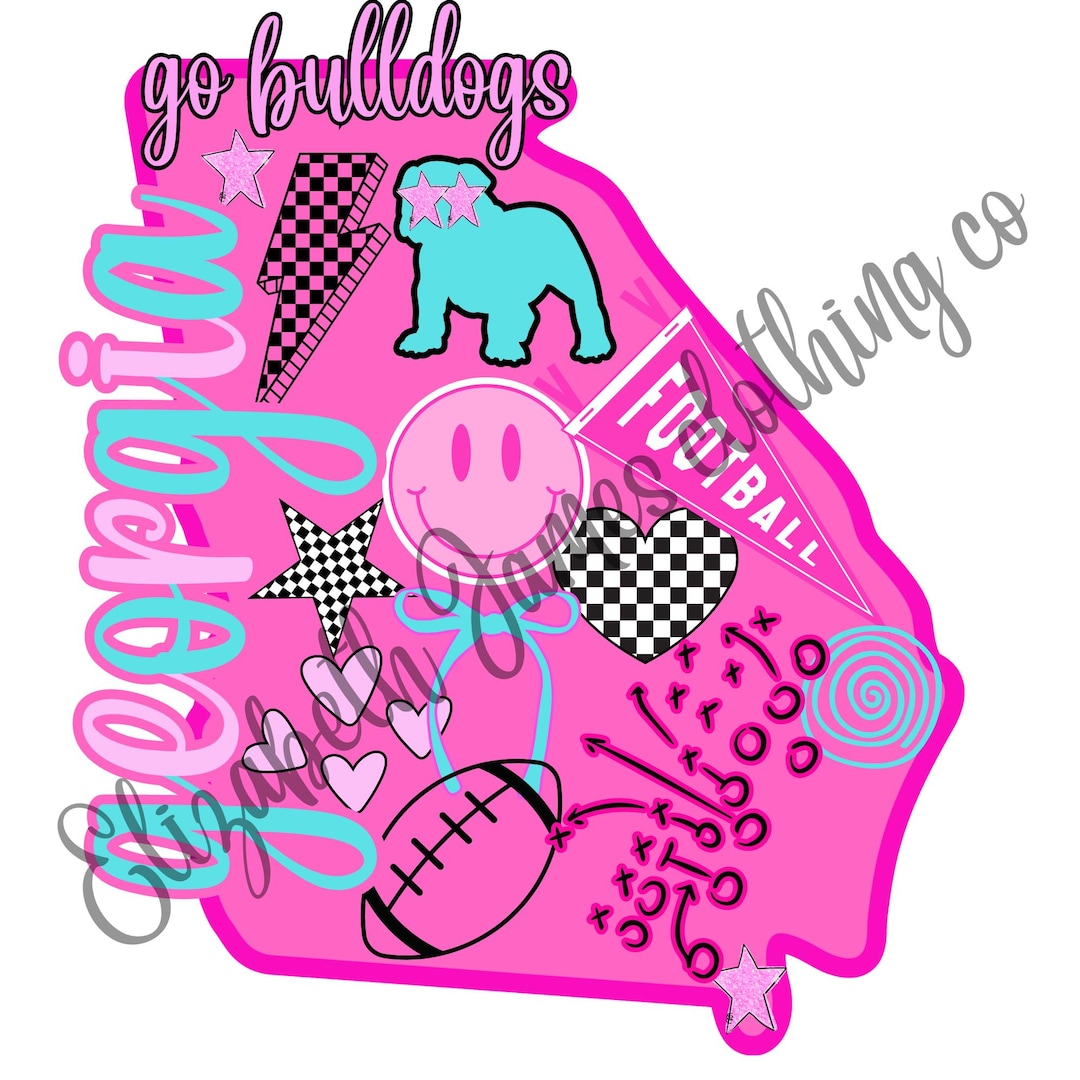 Preppy Pink Georgia State PNG File - Etsy