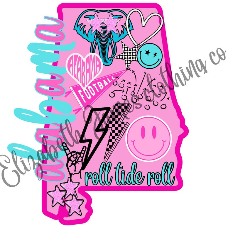 Preppy Pink Alabama St PNG File - Etsy
