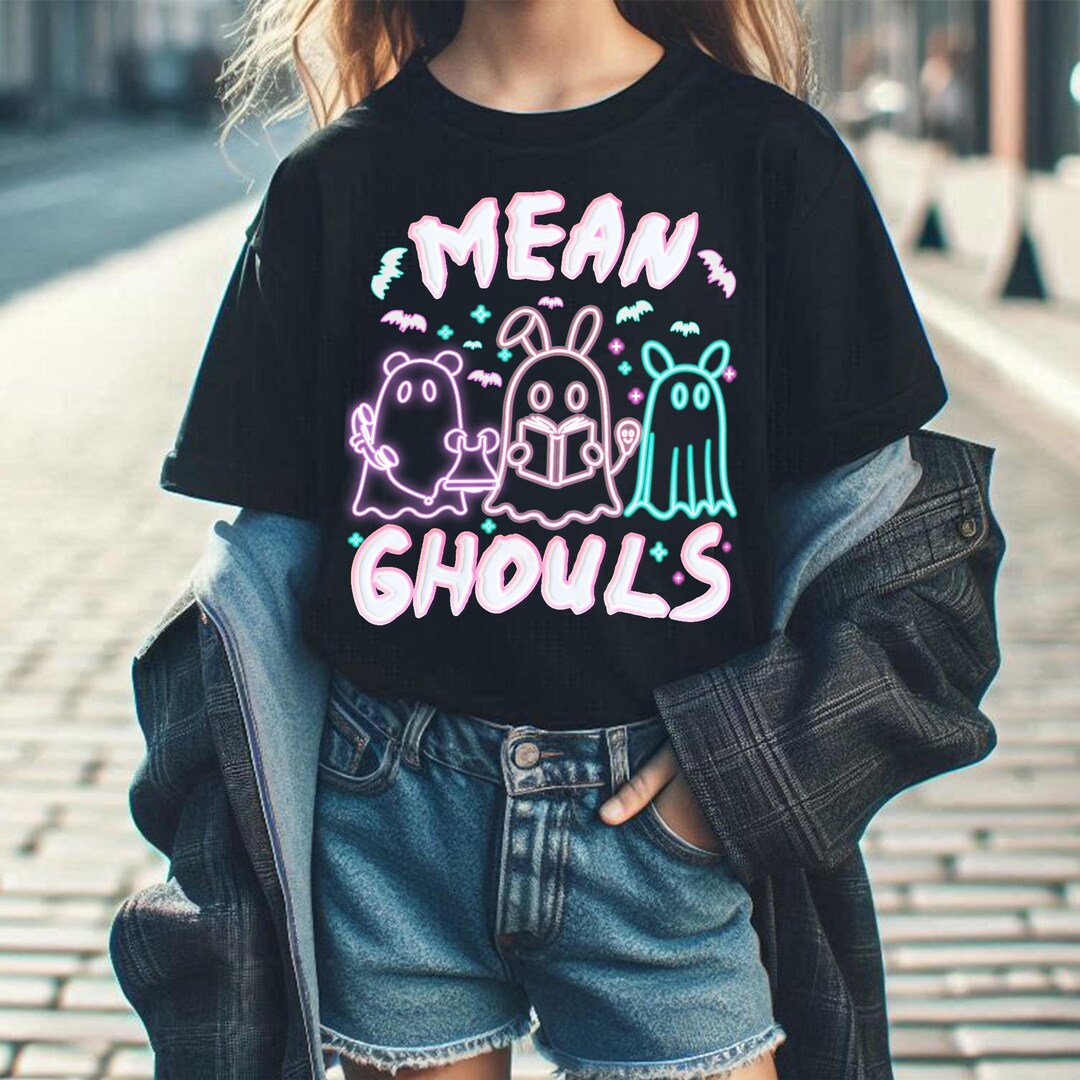 Mean Ghouls Ghost Png, Halloween Neon Png, Retro Halloween Png, Spooky ...