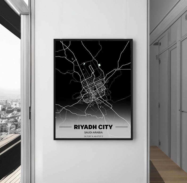 Riyadh Map Poster, Black and White Riyadh Print, Saudi Arabia Wall Art ...
