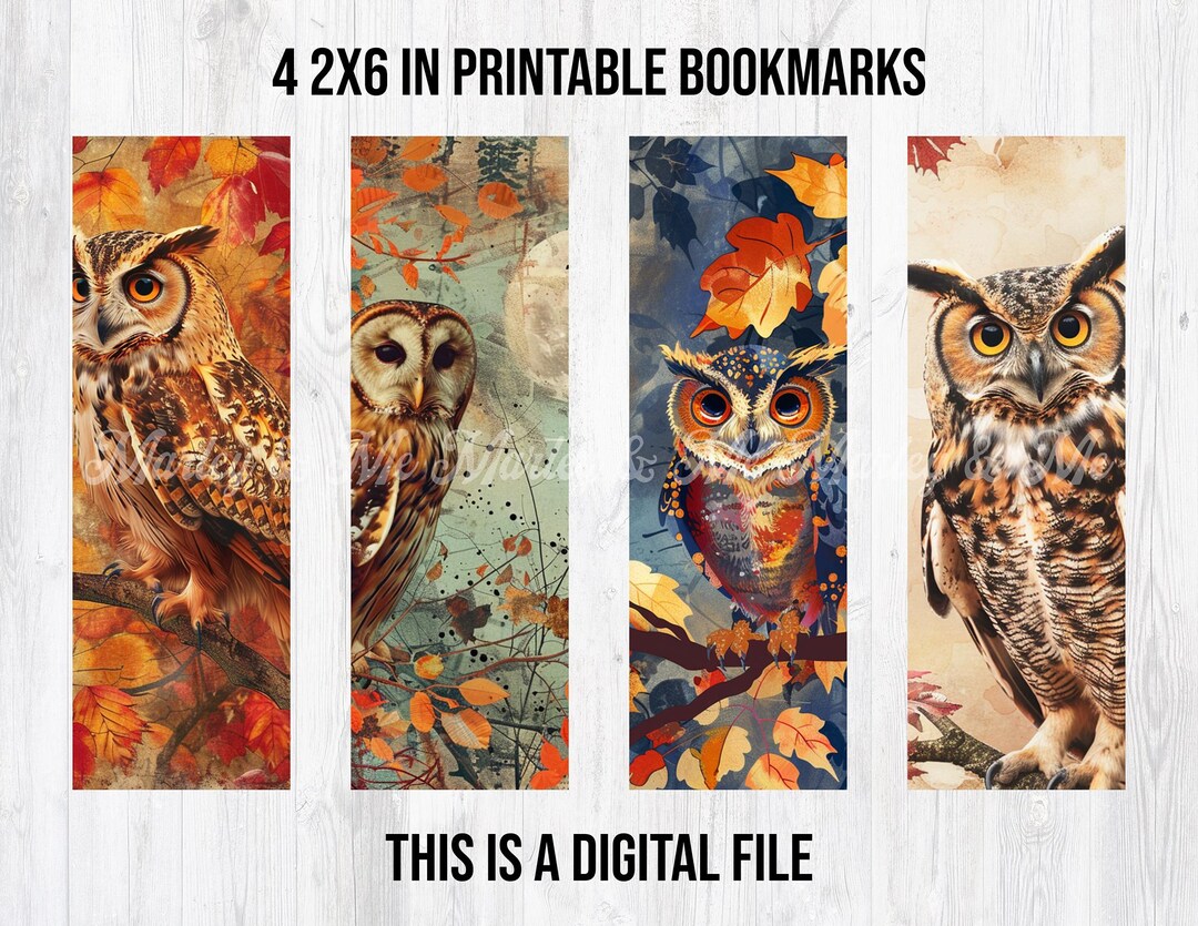 Autumn Owls Bookmarks Gift for Book Lover Night Owl Book Gift Book Mark ...