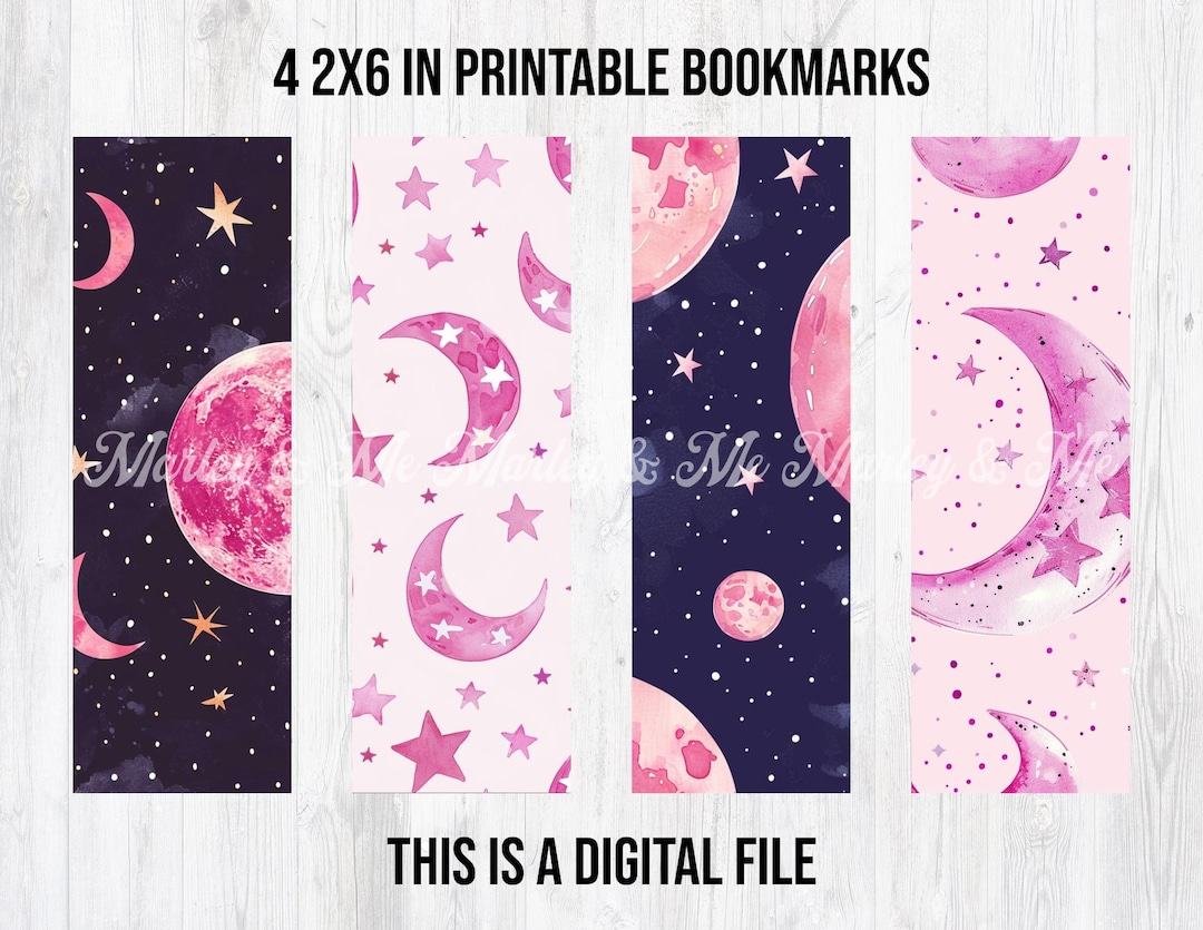Pink Galaxy Printable Bookmarks Instant Download Digital Bookmark Set ...
