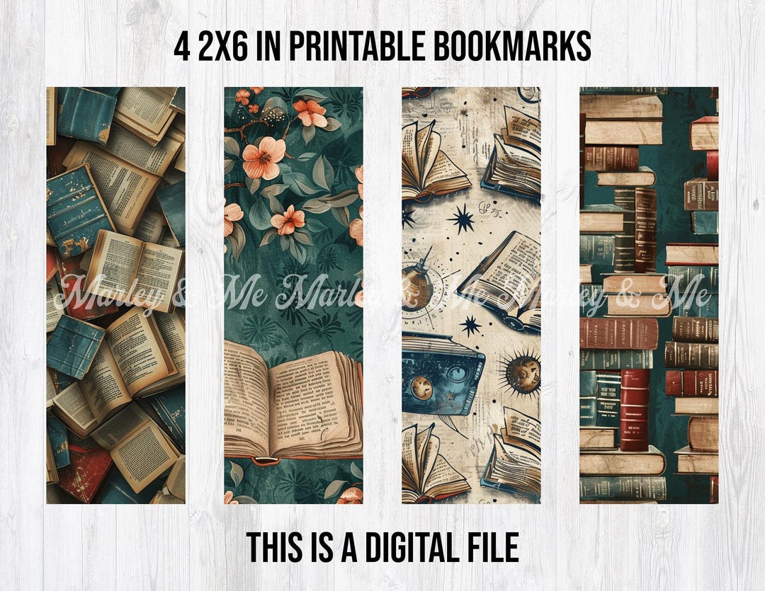 Vintage Books Printable Bookmarks Library Books Book Marks Gift for ...