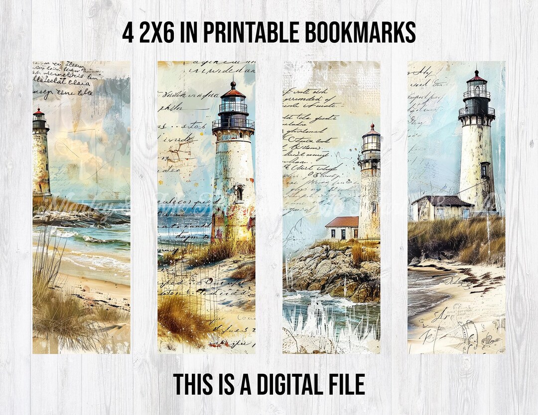 Lighthouse Printable Bookmarks Gift for Book Lover Digital Bookmarks ...