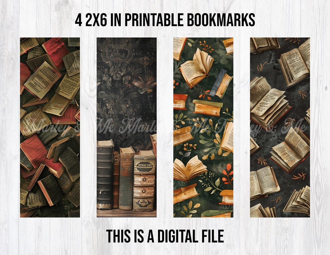 Vintage Books Printable Bookmarks Library Books Book Marks Gift for ...
