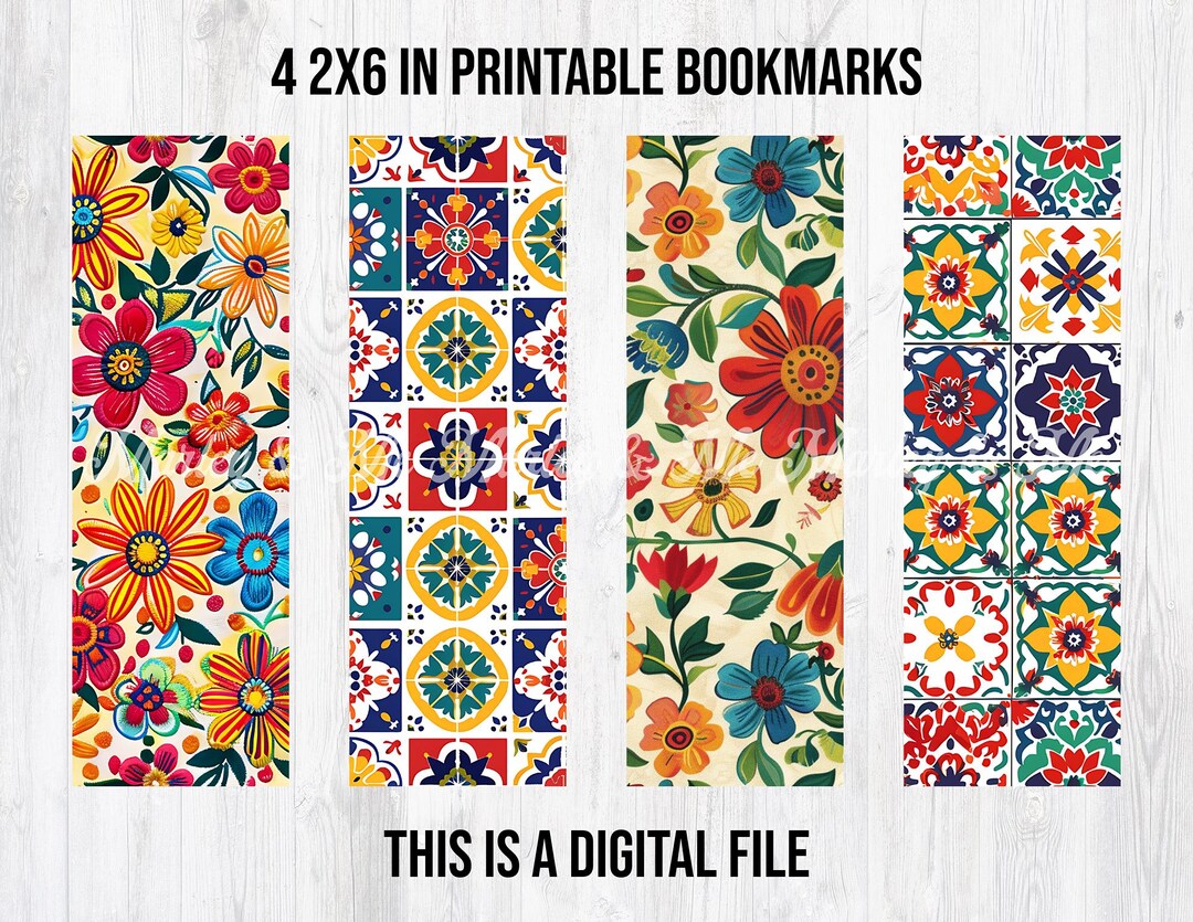 Mexican Pattern Printable Bookmarks Colorful Bookmarks Book Mark Set ...